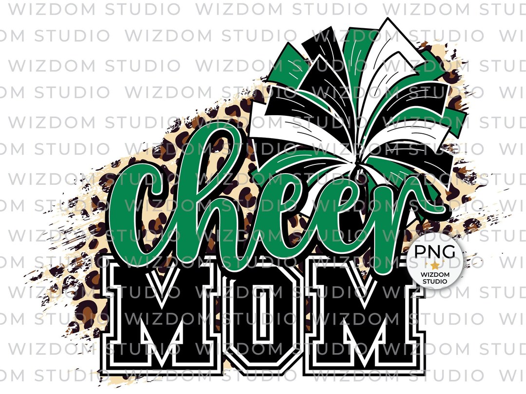 Cheer Mom PNG Image Green Black Cheerleading Leopard Design - Etsy