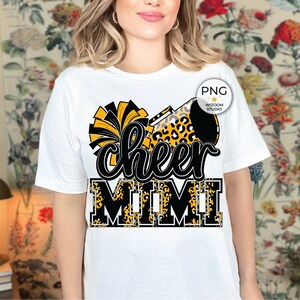 Cheer Mimi PNG Image, Leopard Cheer Black Gold Design, Sublimation ...