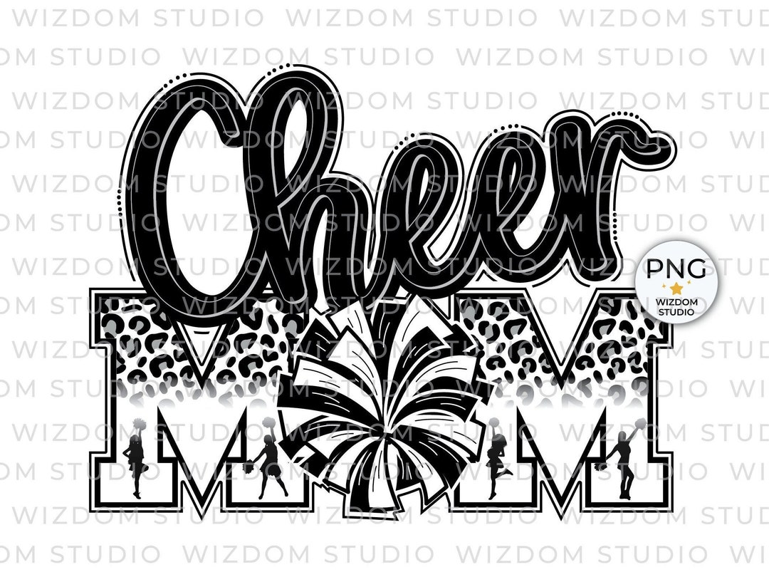 Cheer Mom PNG Image Black Gray Leopard Cheer Design - Etsy