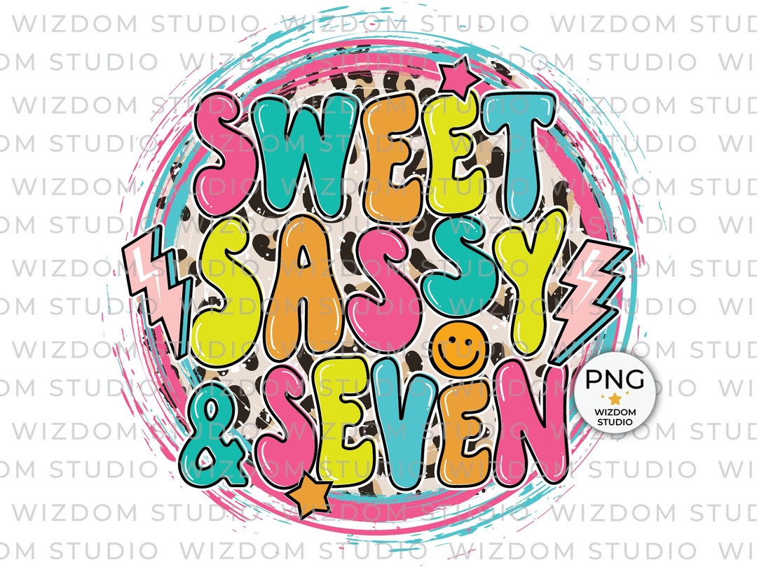 Sweet Sassy & Seven PNG Image, Lightning Bolt Leopard Birthday Design ...
