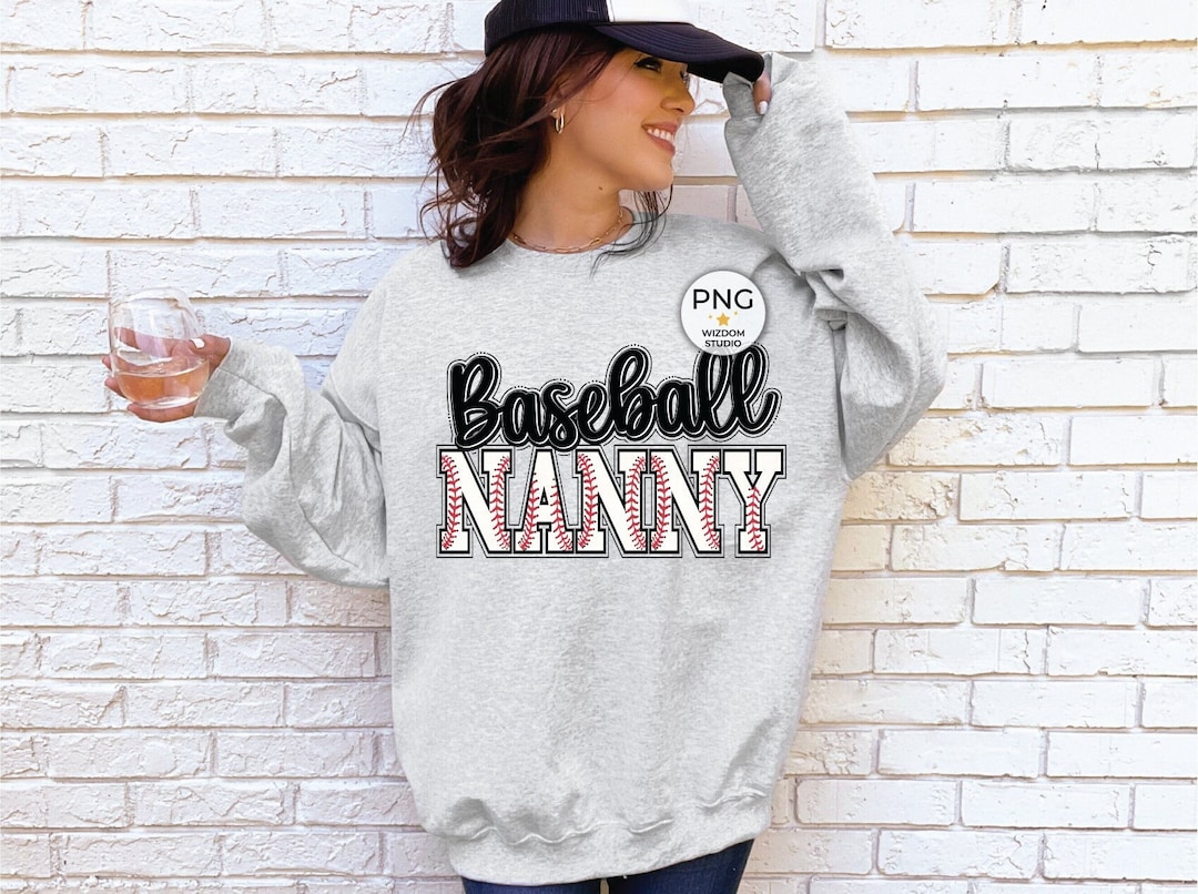 Baseball Nanny PNG Image, Baseball Grandma Black Gray Design ...