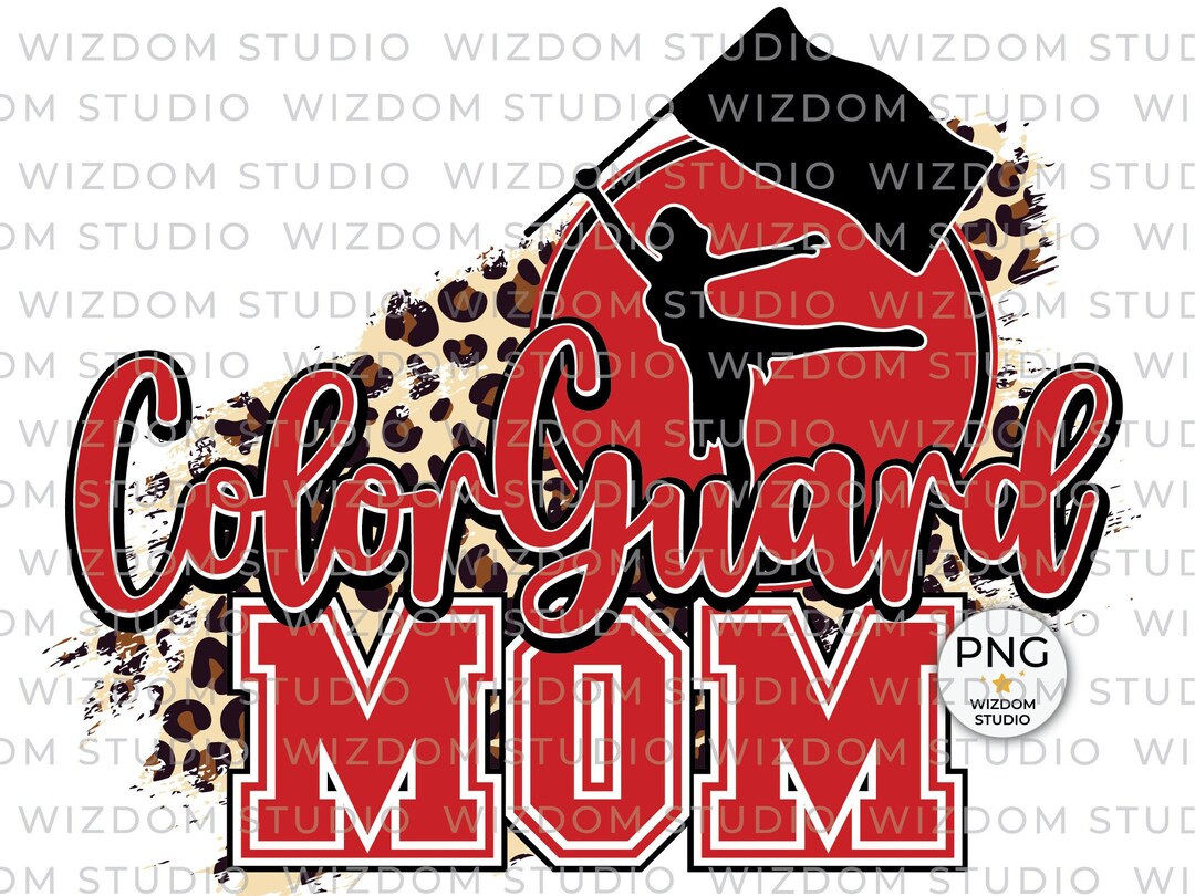 Color Guard Mom PNG Image, Leopard Color Guard Red Design, Sublimation ...
