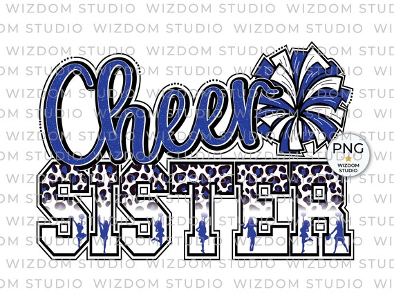 Cheer Sister PNG Image Blue Cheer Leopard Design Sublimation - Etsy