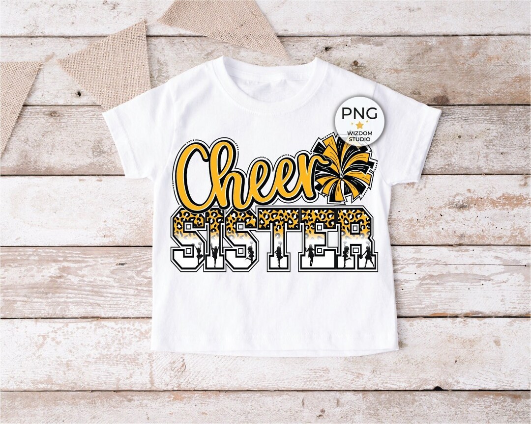Cheer Sister PNG Image, Yellow Cheer Leopard Design, Sublimation ...