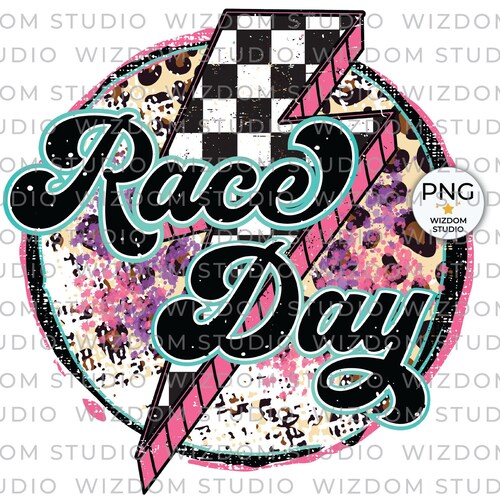 Race Day PNG Image Racing Leopard Pink Teal Designs - Etsy