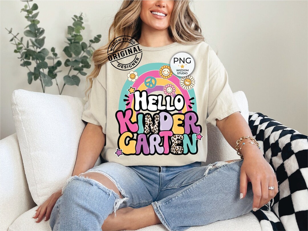 Hello Kindergarten PNG Image, Back to School Leopard Rainbow Design ...