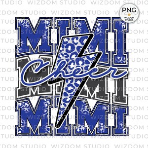Cheer Mimi PNG Image, Lightning Bolt Cheer Leopard Royal Blue Design ...