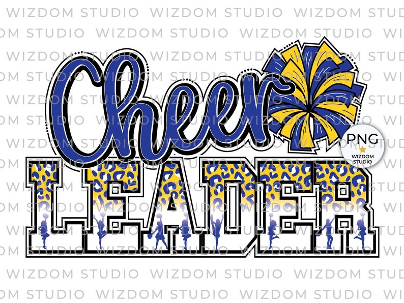 Cheerleader PNG Image Leopard Cheer Blue Gold Design - Etsy