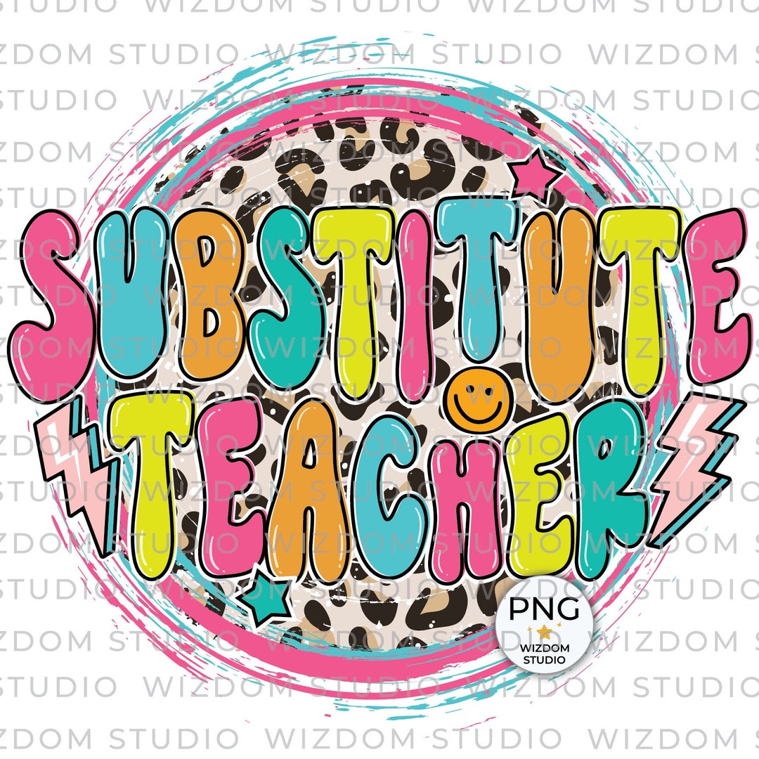 Substitute Teacher PNG Image, Lightning Bolt Leopard Design ...