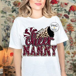 Cheer Nanny PNG Image, Maroon Leopard Cheer Poms & Megaphone Design ...