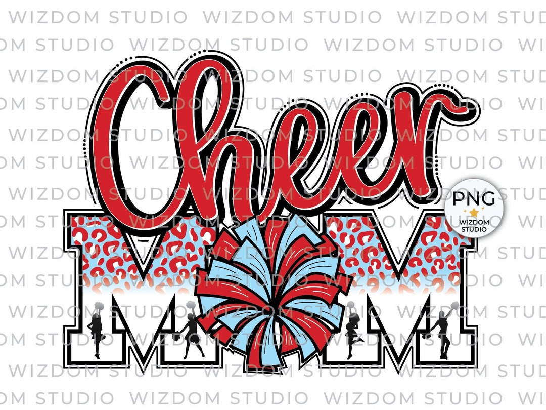 Cheer Mom PNG Image Red Light Blue Leopard Cheer Design - Etsy