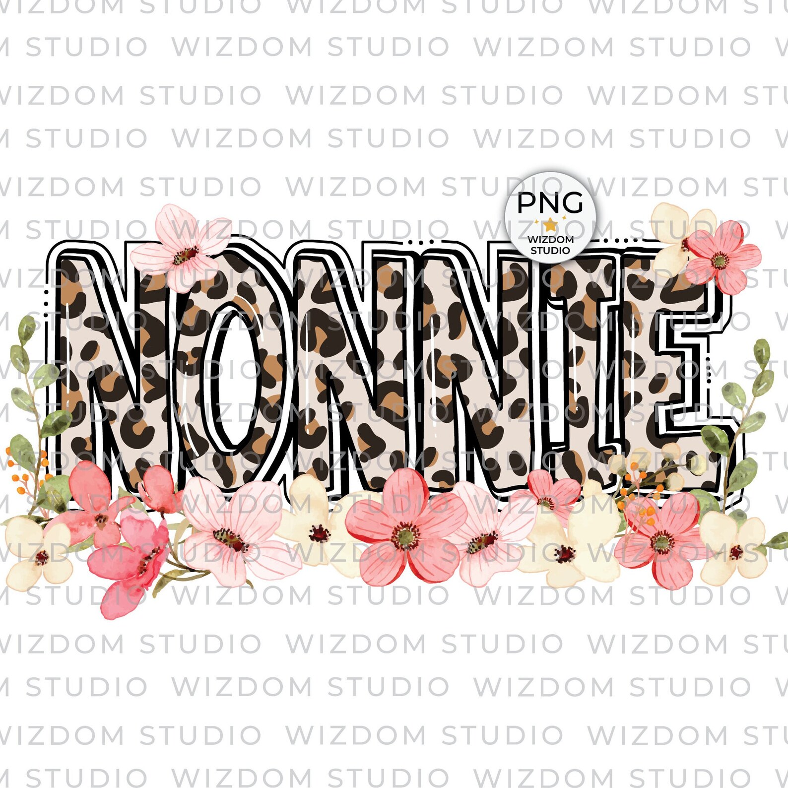 Nonnie PNG Image, Leopard Floral Design, Sublimation Designs Downloads ...