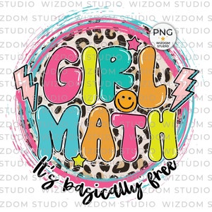 Girl Math PNG Image, Leopard Lightning Bolt Design, Sublimation Designs ...