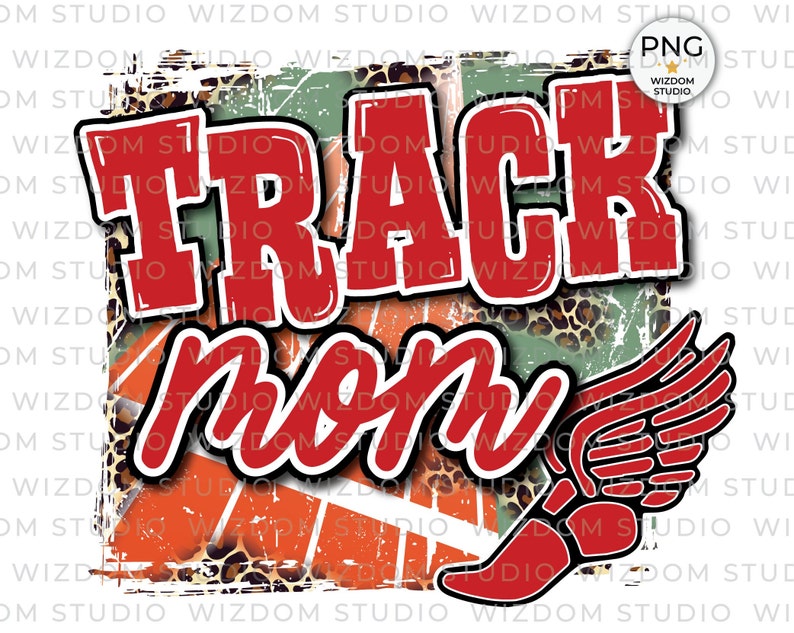 Track Mom PNG Image, Red Track & Field Leopard Design, Sublimation ...