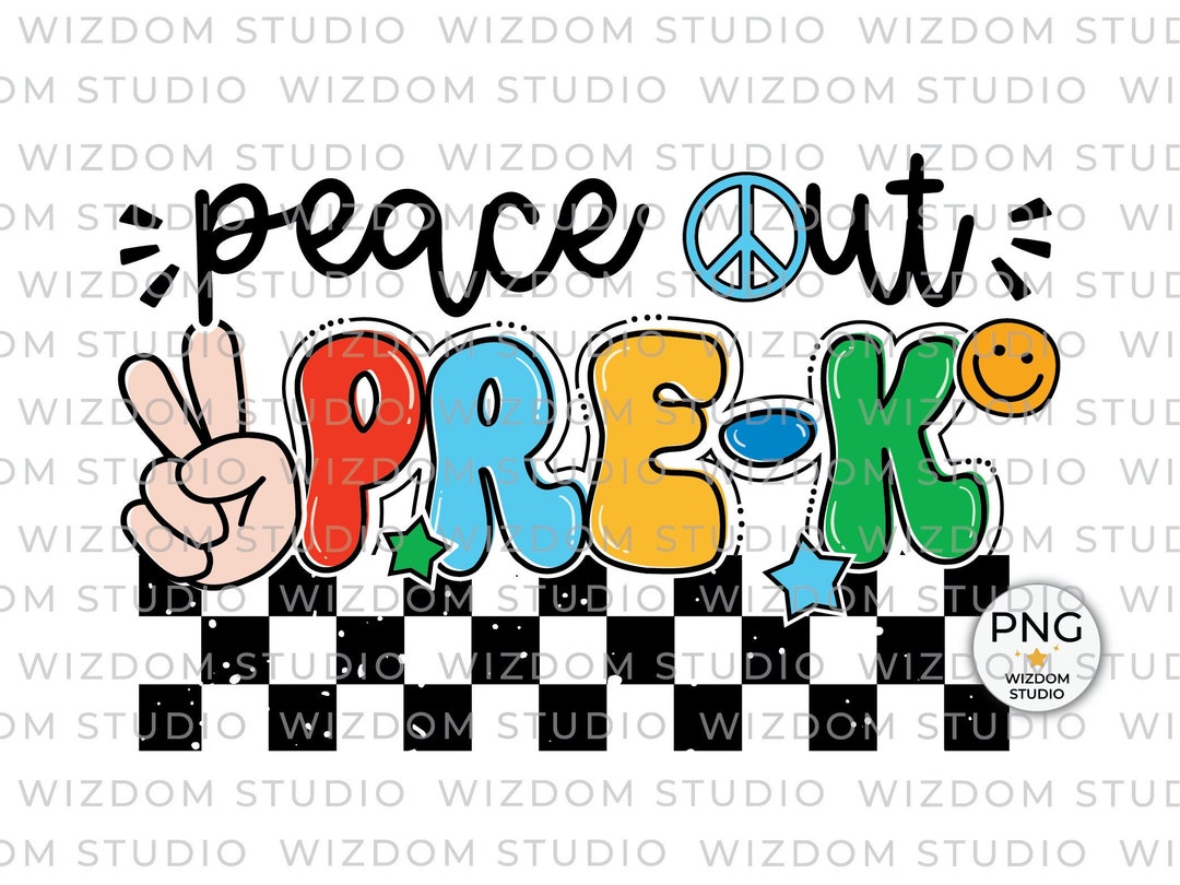 Peace Out Pre-k PNG Image Groovy School Retro Boy Design - Etsy