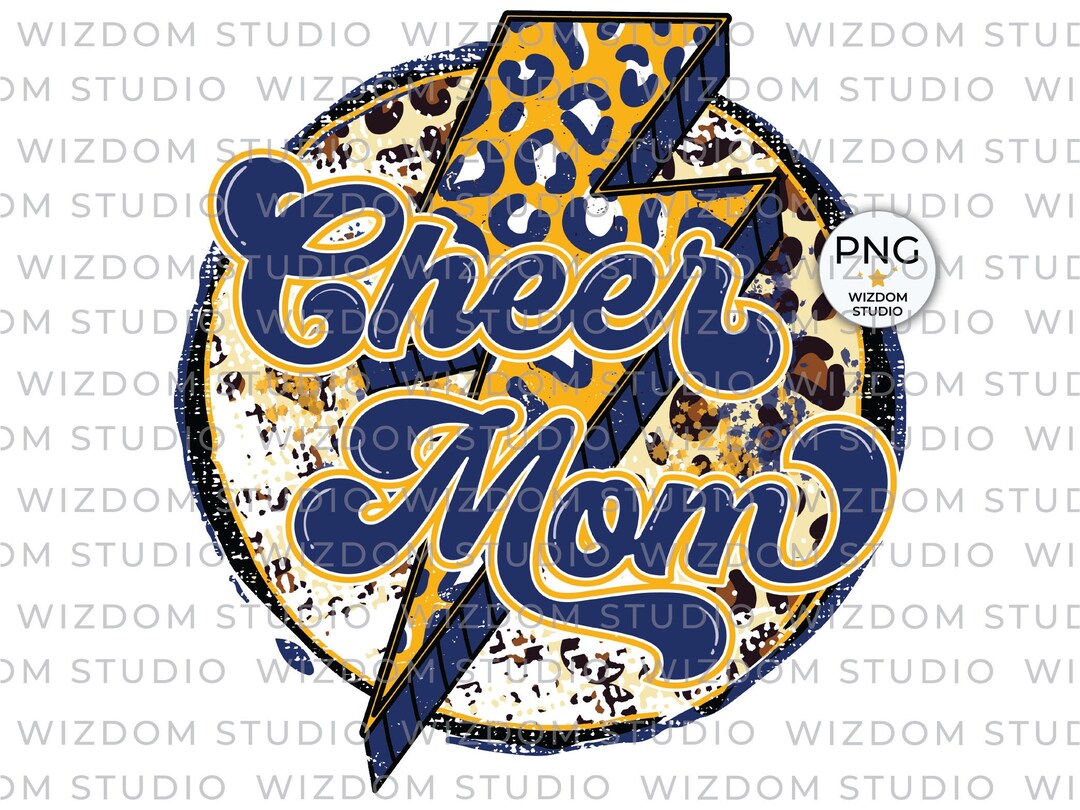 Cheer Mom PNG Image Lightning Bolt Cheer Navy Gold Design - Etsy