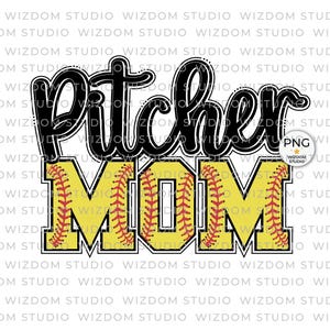 Pitcher Mom PNG Image, Softball Letters Black Design, Sublimation ...