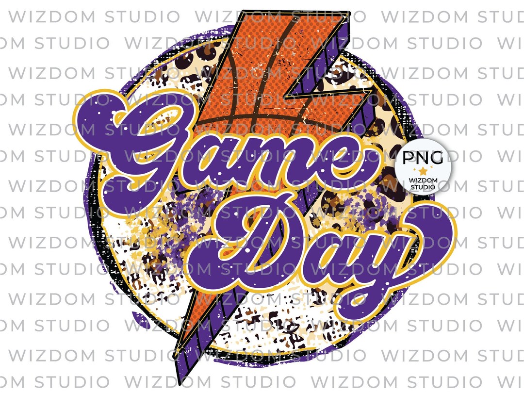 Game Day Basketball PNG Image, Basketball Lightning Bolt Purple Gold ...