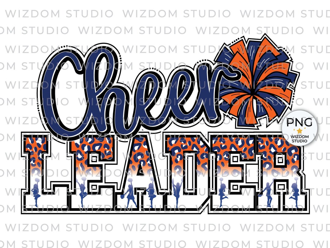 Cheerleader PNG Image Leopard Cheer Navy Orange Design - Etsy