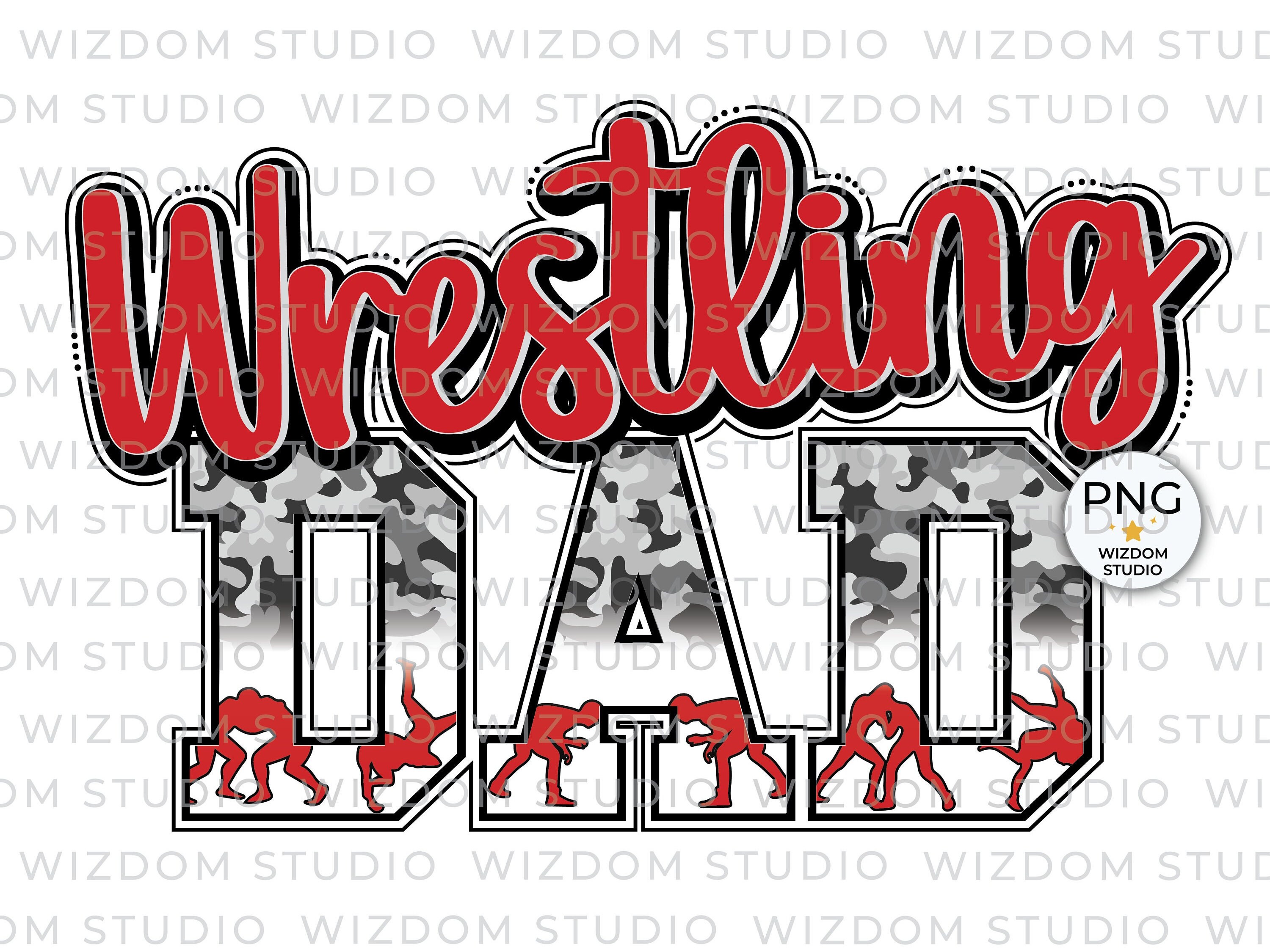 Wrestling Dad PNG Image Wrestling Camo Red Letter Design | Etsy