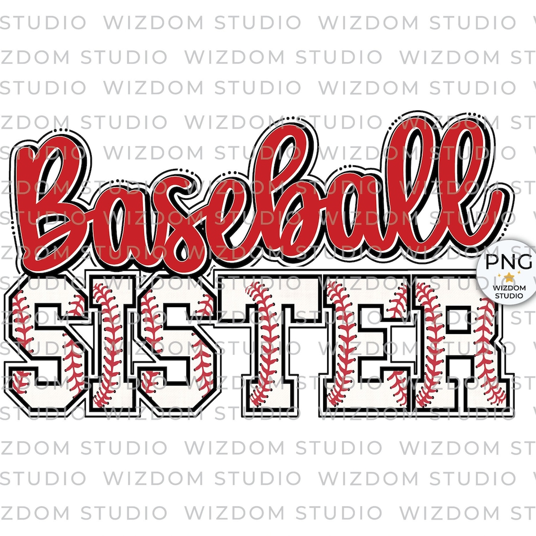 Baseball Sister PNG Image, Baseball Letters Red Design, Sublimation ...