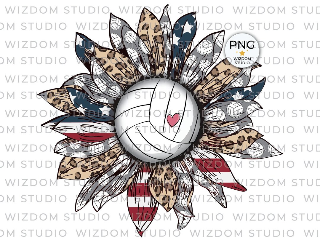 Volleyball Sunflower PNG Image, Volleyball Leopard Sunflower Patriotic ...
