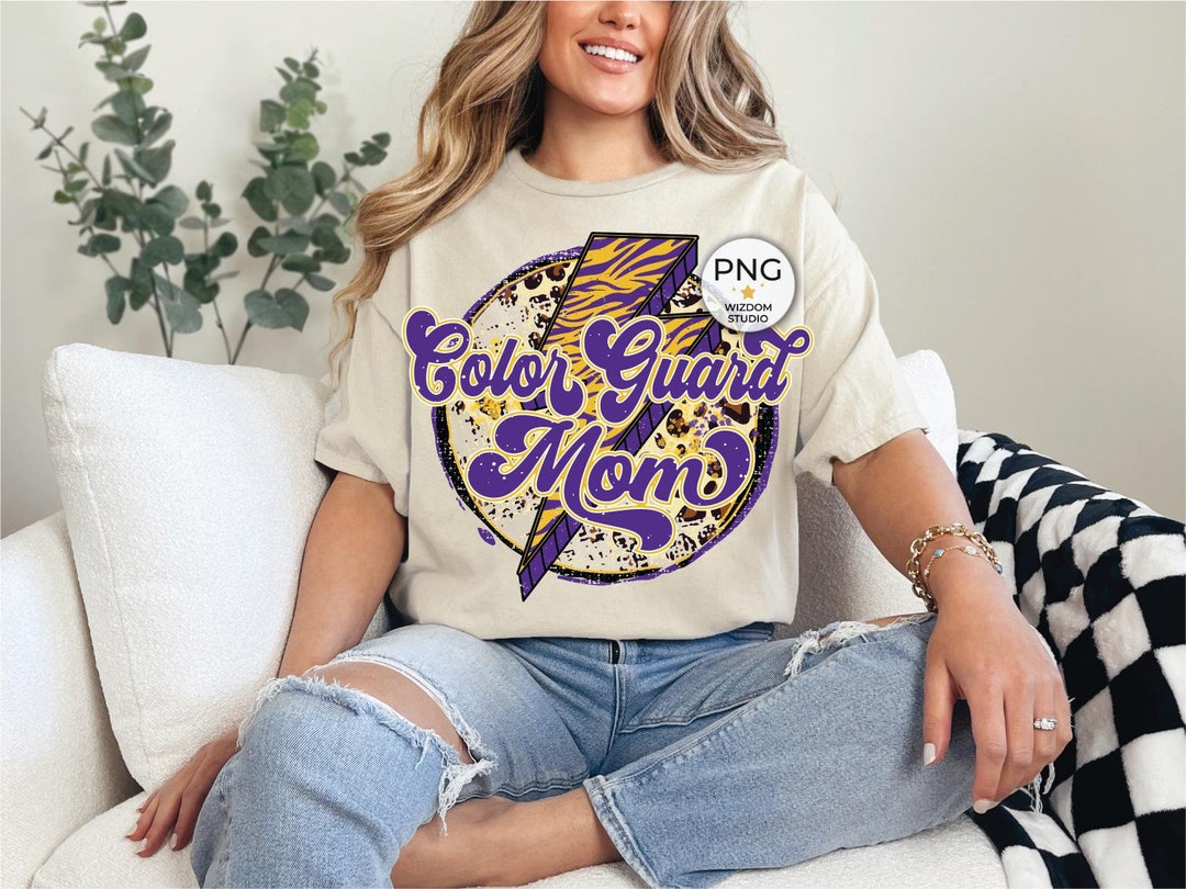 Color Guard Mom PNG Image, Lightning Bolt Color Guard Purple Gold Tiger ...