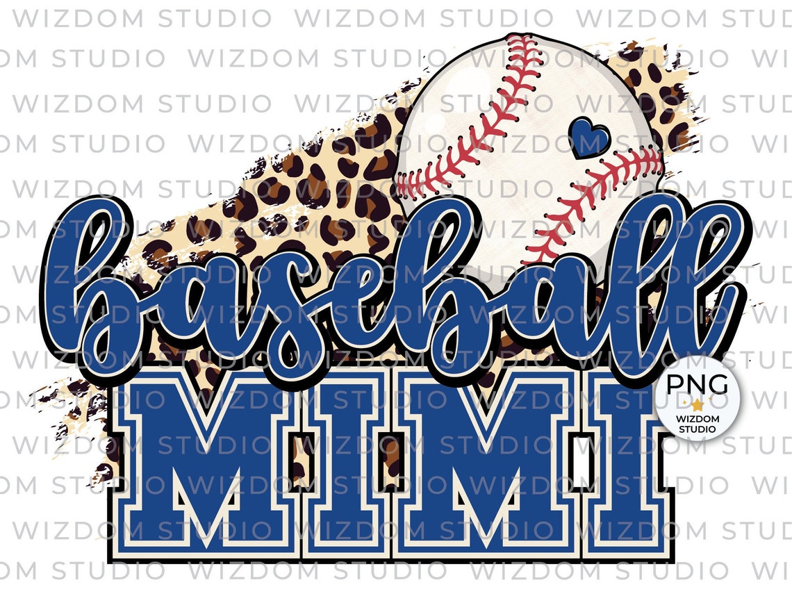 Baseball Mimi PNG Image Baseball Blue Leopard Design - Etsy