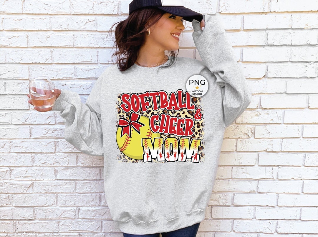 Softball & Cheer Mom PNG Image, Mom of Both Leopard Red Design ...