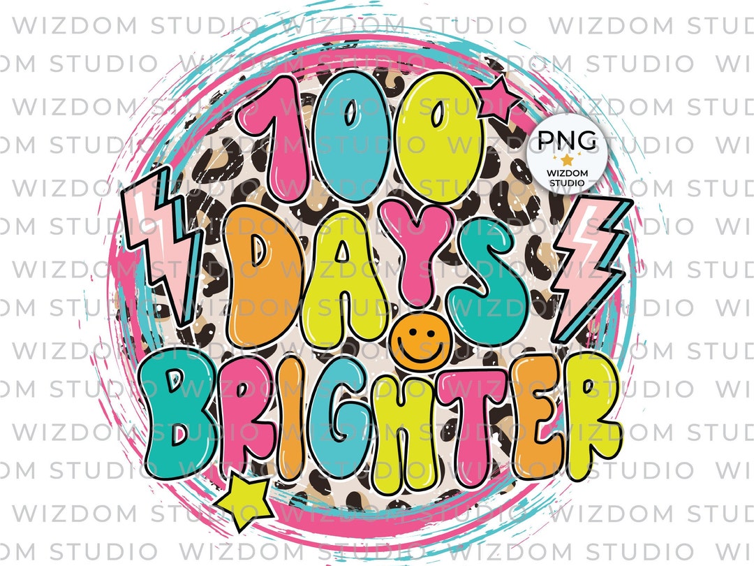 100 Days Brighter PNG Image Leopard Colorful Design - Etsy