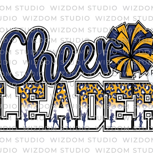 Cheerleader PNG Image Leopard Cheer Navy Gold Design - Etsy