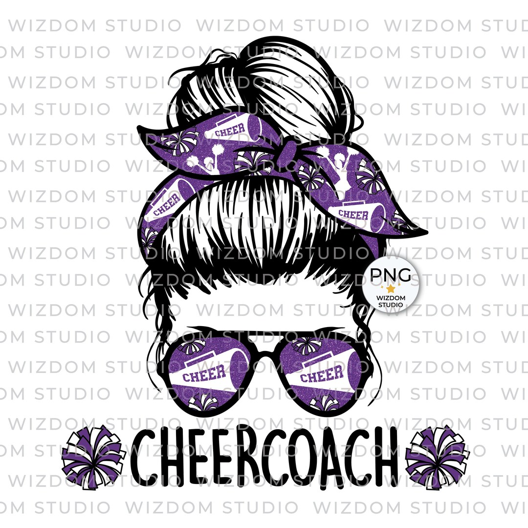 Cheer Coach PNG Image, Purple Glitter Bandana Design, Sublimation ...
