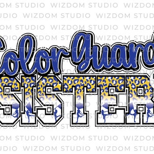 Color Guard Sister PNG Image, Leopard Color Guard Blue Gold Design ...