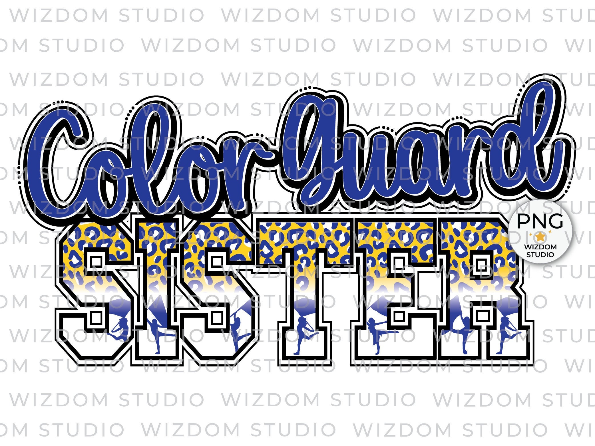 Color Guard Sister PNG Image, Leopard Color Guard Blue Gold Design ...