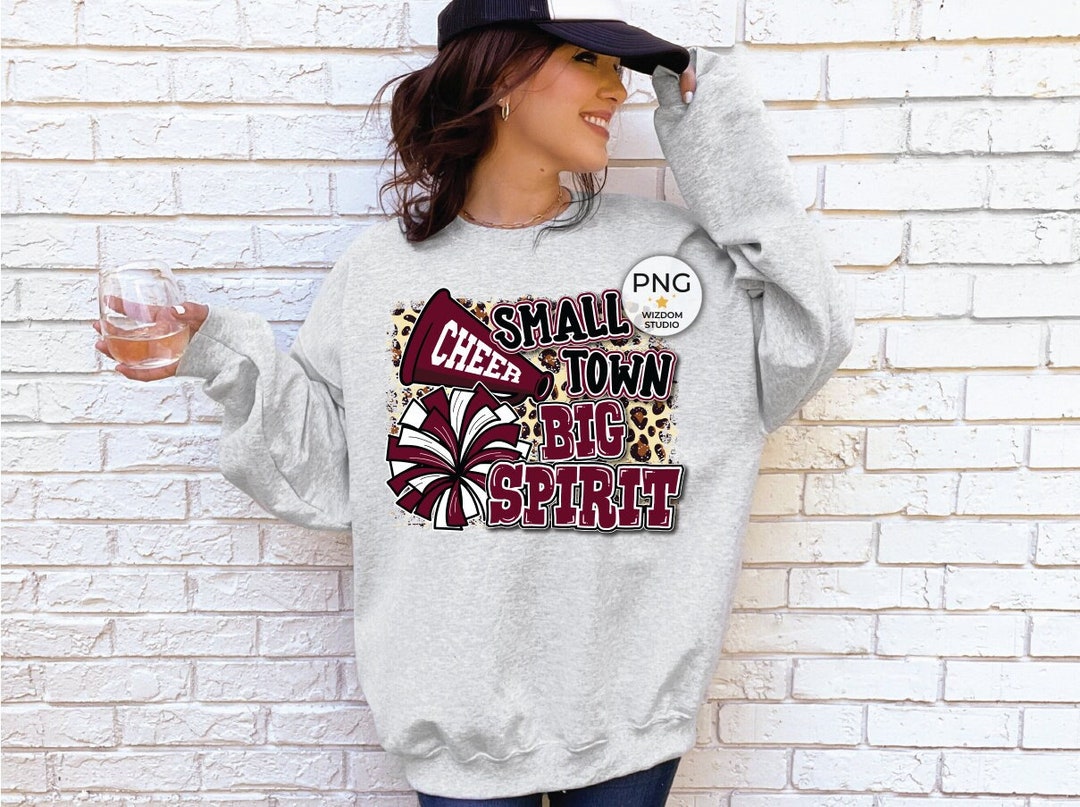 Small Town Big Spirit PNG Image, Leopard Cheer Maroon Design ...
