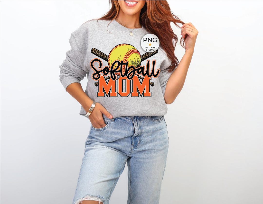 Softball Mom PNG Image, Orange Softball Bat Design, Sublimations ...