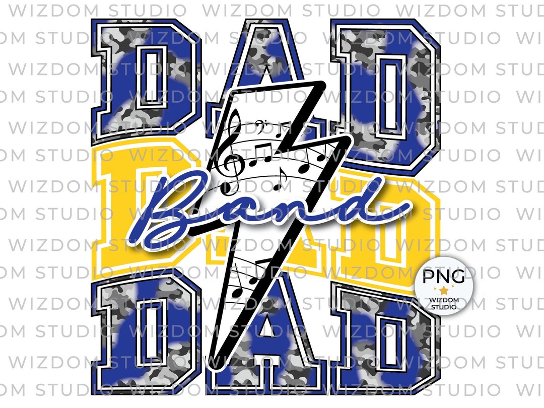 Band Dad PNG Image, Marching Band Lightning Bolt Camo Blue Design ...