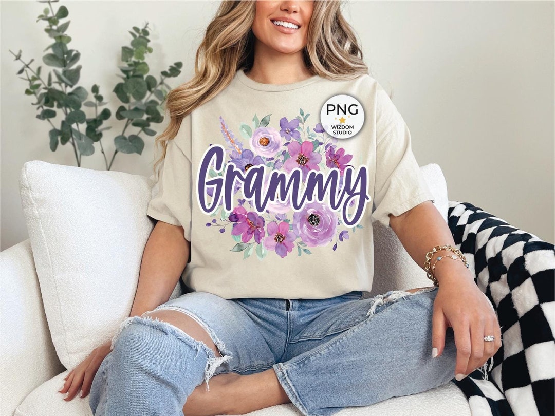 Grammy PNG Image, Floral Grammy Purple Design, Sublimation Designs ...