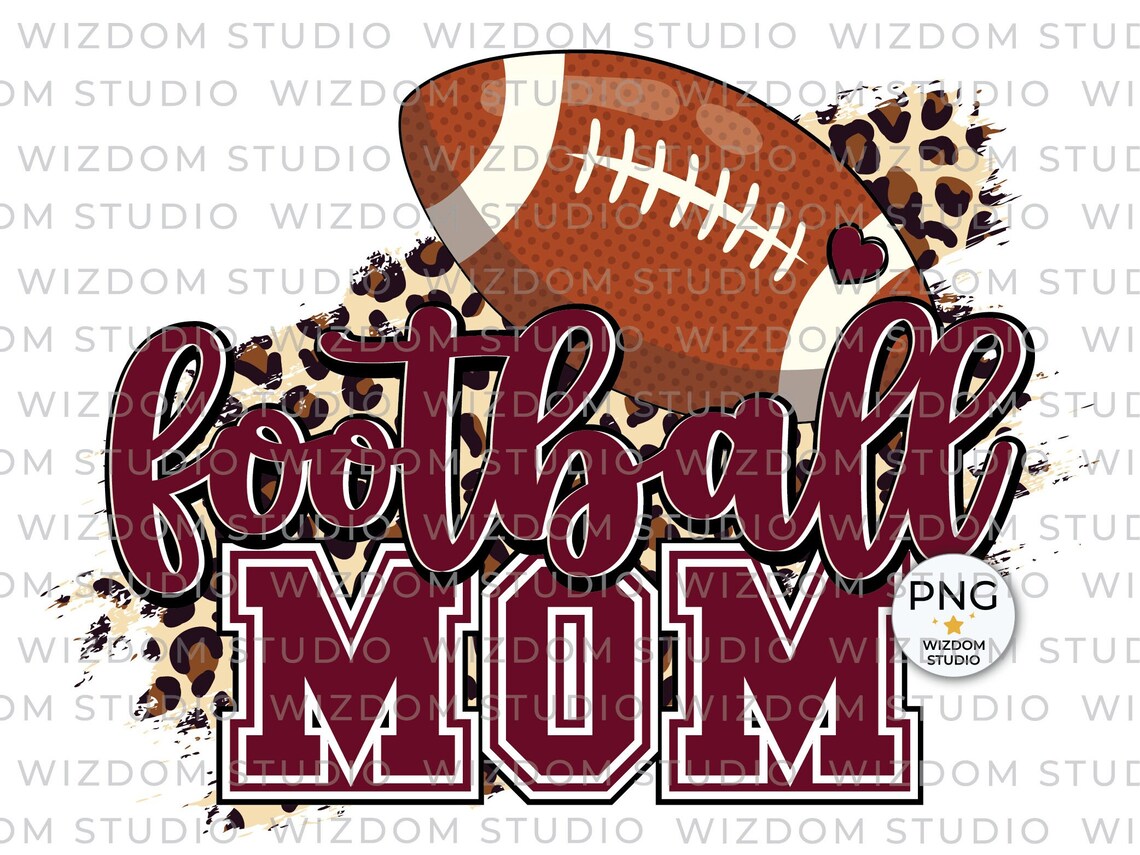Football Mom PNG Image Maroon Football Leopard Sublimation - Etsy