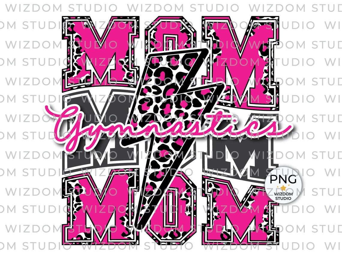 Gymnastics Mom PNG Image Lightning Bolt Gymnastics Leopard - Etsy