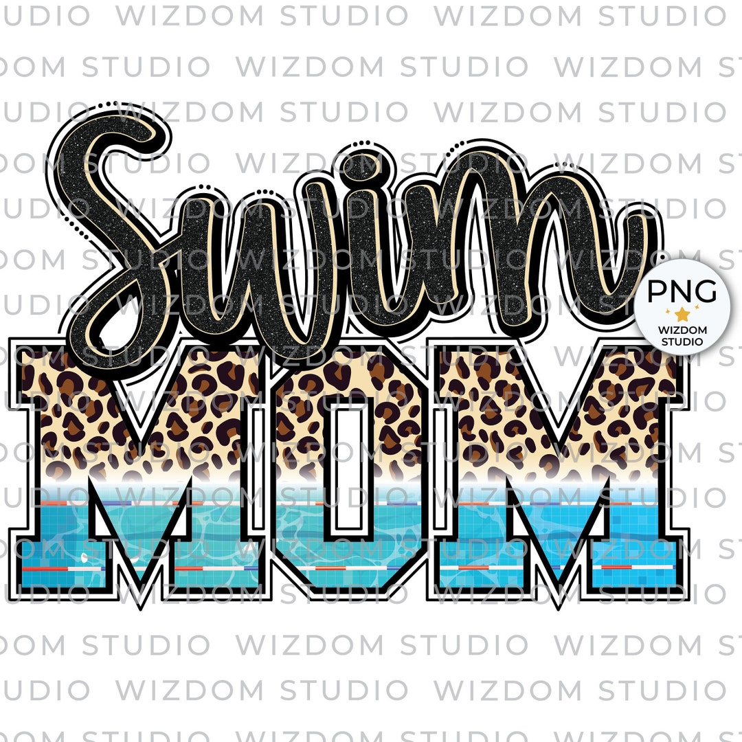 Swim Mom PNG Image, Leopard Swimming & Diving Design, Sublimation ...