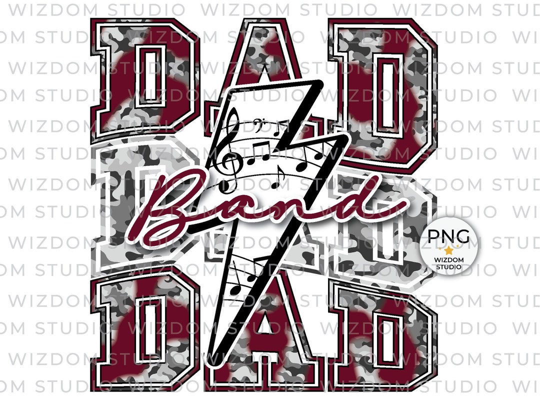 Band Dad PNG Image, Marching Band Lightning Bolt Camo Maroon Design ...