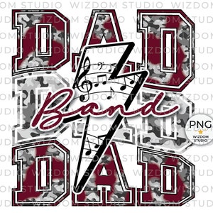 Band Dad PNG Image, Marching Band Lightning Bolt Camo Maroon Design ...