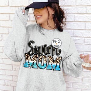 Swim Mom PNG Image, Leopard Swimming & Diving Design, Sublimation ...