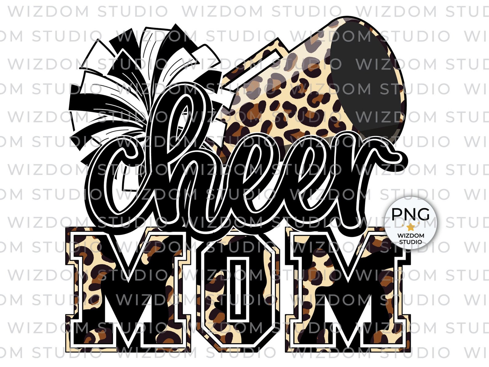 Cheer Mom PNG Image Leopard Cheer Black Design Sublimation | Etsy
