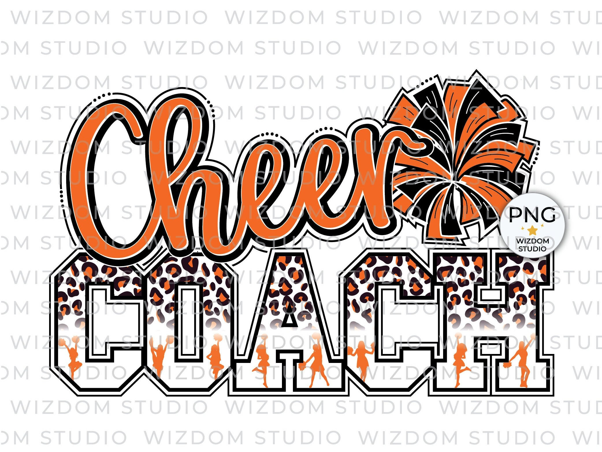 Cheer Coach PNG Image Leopard Cheer Orange Design | Etsy