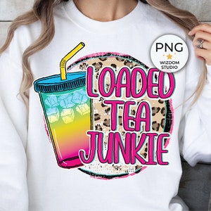 Loaded Tea Junkie PNG Image, Leopard Pink Design, Sublimation Designs ...