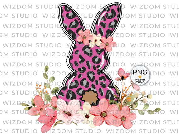 Easter Bunny PNG Image Leopard Floral Bunny Pink Design | Etsy