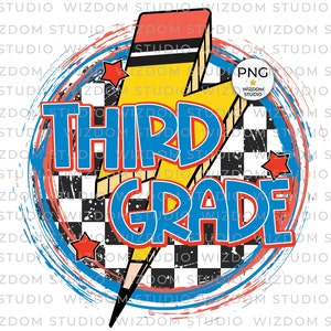 Third Grade PNG Image, 3rd Grade Pencil Checkered Design, Sublimation ...
