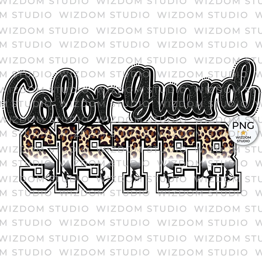 Color Guard Sister PNG Image, Leopard Color Guard Black Design ...